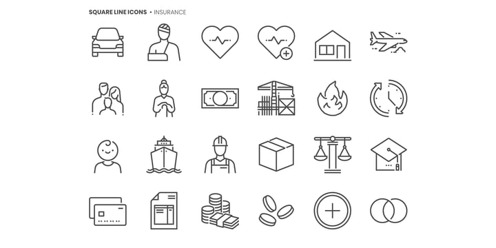 Square Line Icons Insurance Font | Webfont & Desktop | MyFonts