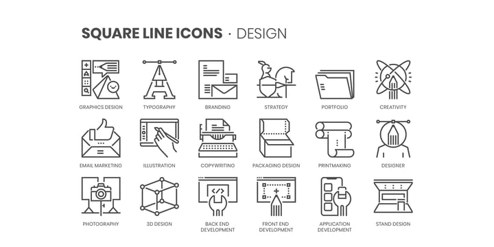Square Line Icons Design Font | Webfont & Desktop | MyFonts