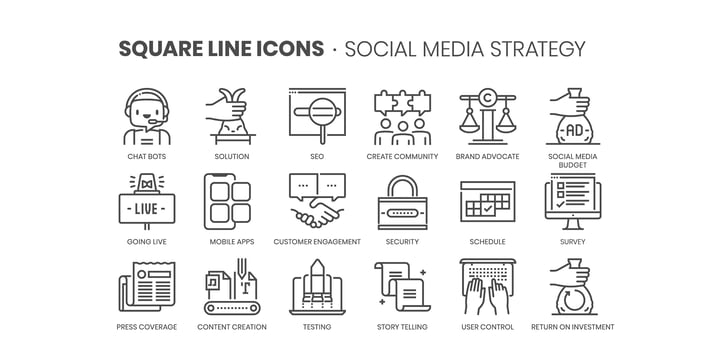 Square Line Icons Social Font | Webfont & Desktop | MyFonts